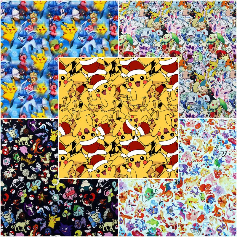 140cm Width Pokemon Japanese Anime 100 Cotton Fabric for DIY Patchwork ...