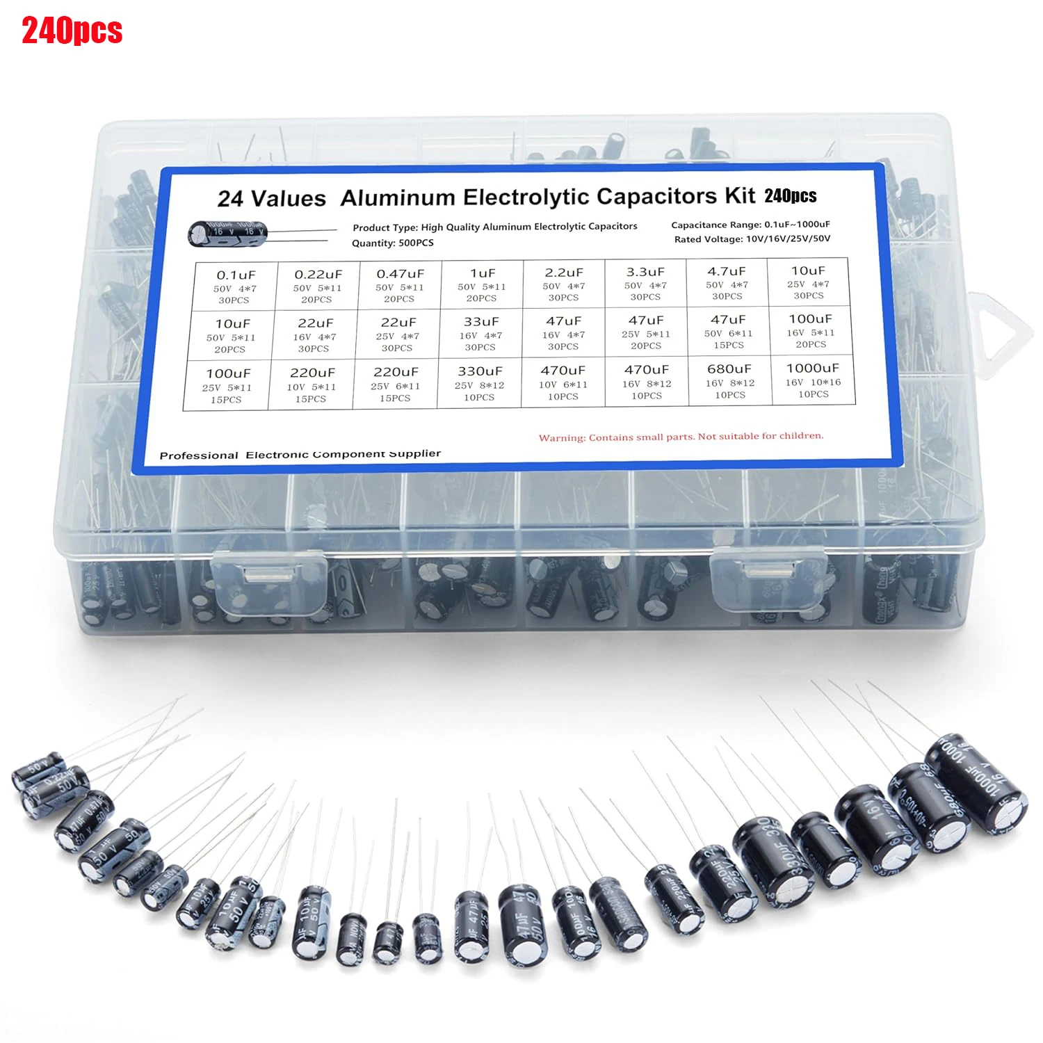 Kit surtido de condensadores electrolíticos de 240 piezas, juego de ...