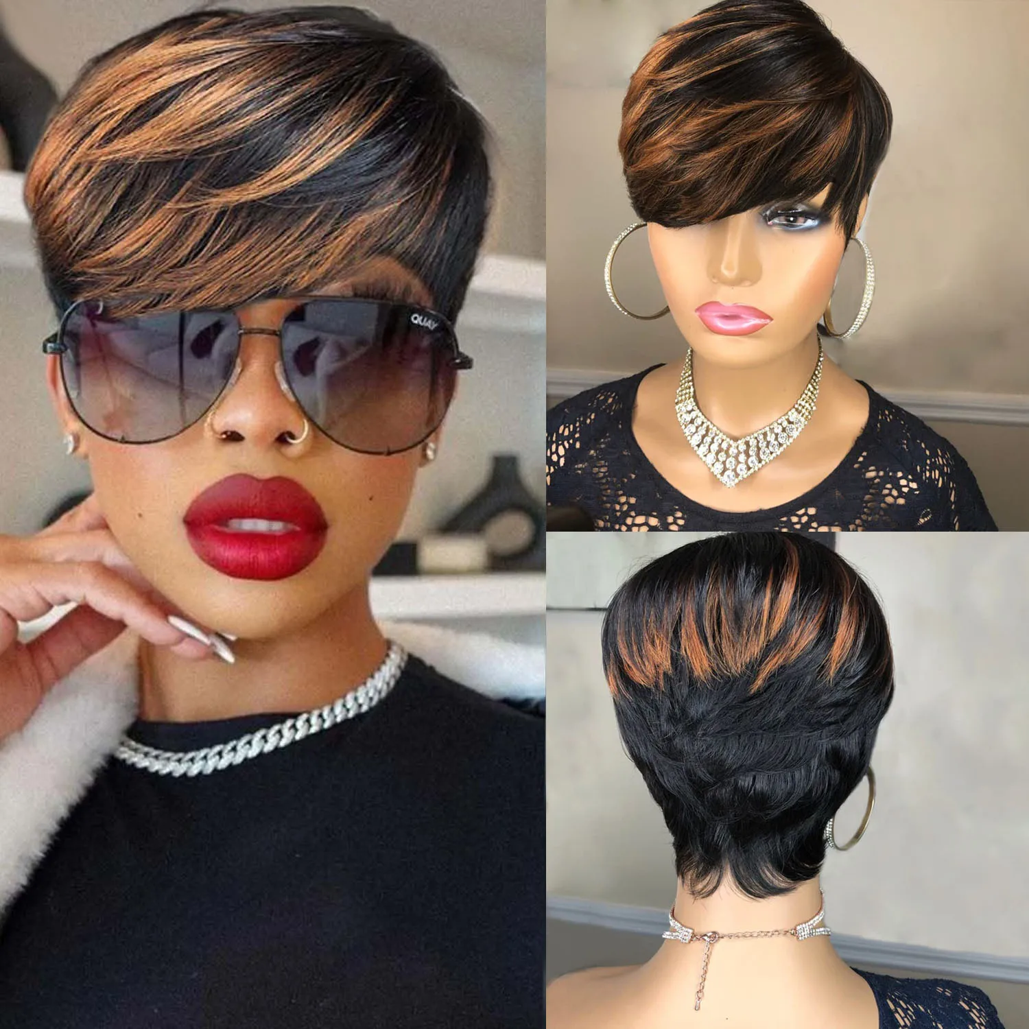 Pixie-Cut-Wig-Human-Hair-Short-Wig-for-Black-Women-Short-Pixie-Wig-With ...