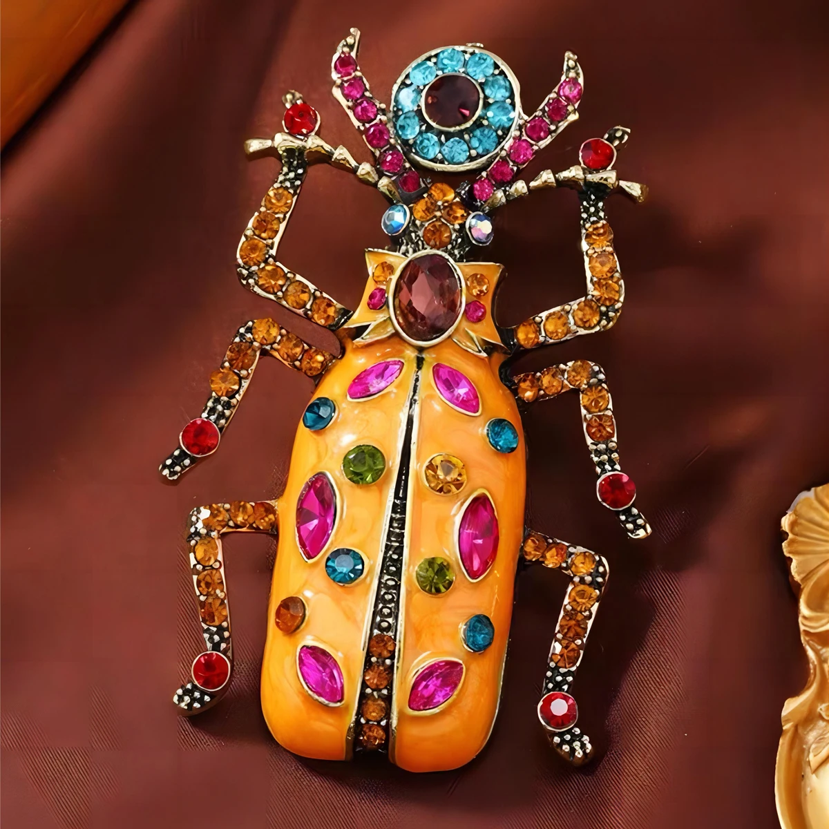 Rhinestone Vintage Large Beetle Brooches for Women Unisex Enamel Insect ...