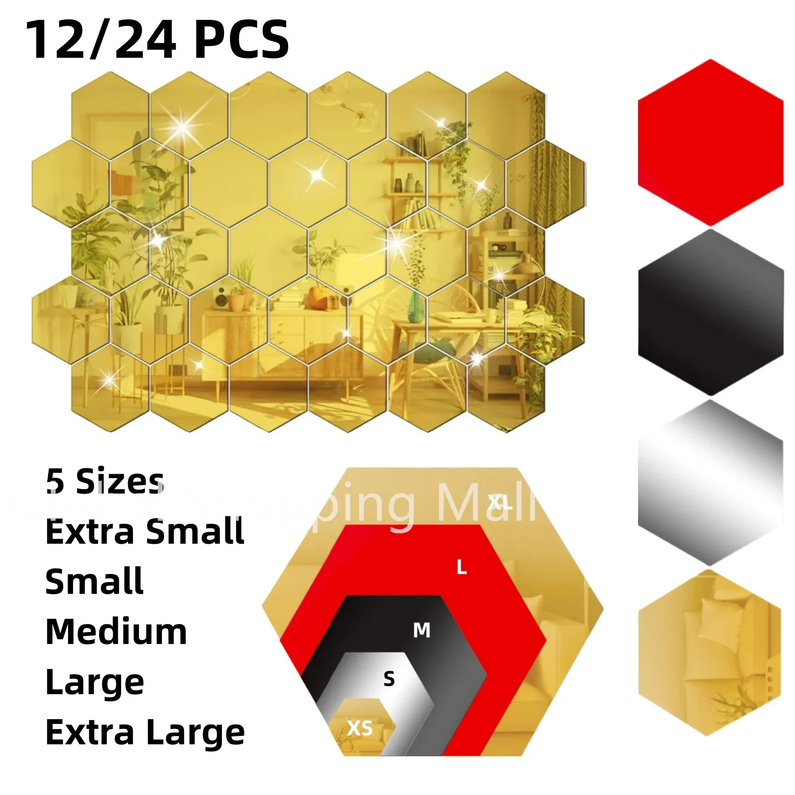 Hexagon-Mirror-Wall-Sticker-5-Sizes-XS-to-XL-Hexagonal-Acrylic-Wall ...