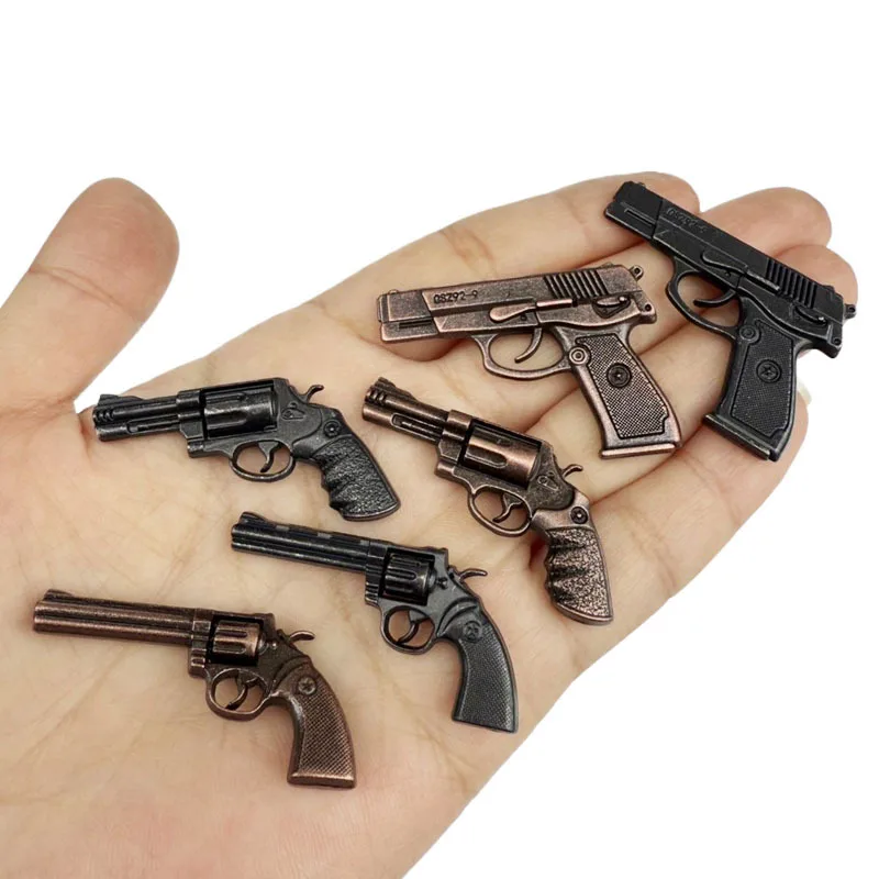 Mini Metal Pistol Revolver Gun Model Toys Dollhouse Soldier Weapon ...