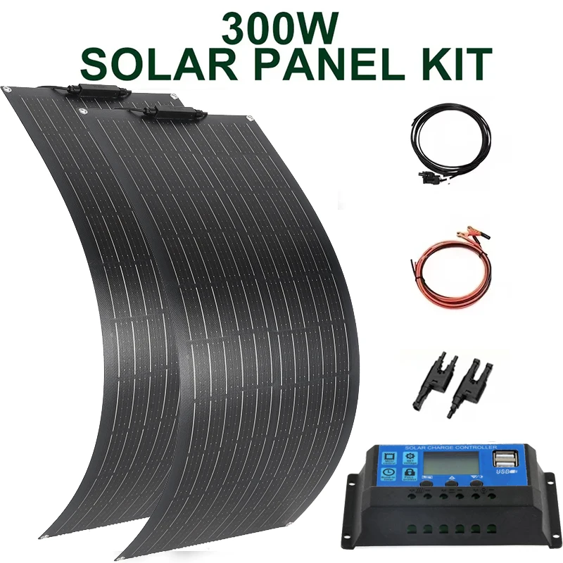 600W-300W-Solar-Panel-Kit-12V-Flexible-Solar-Battery-with-30A-60A ...