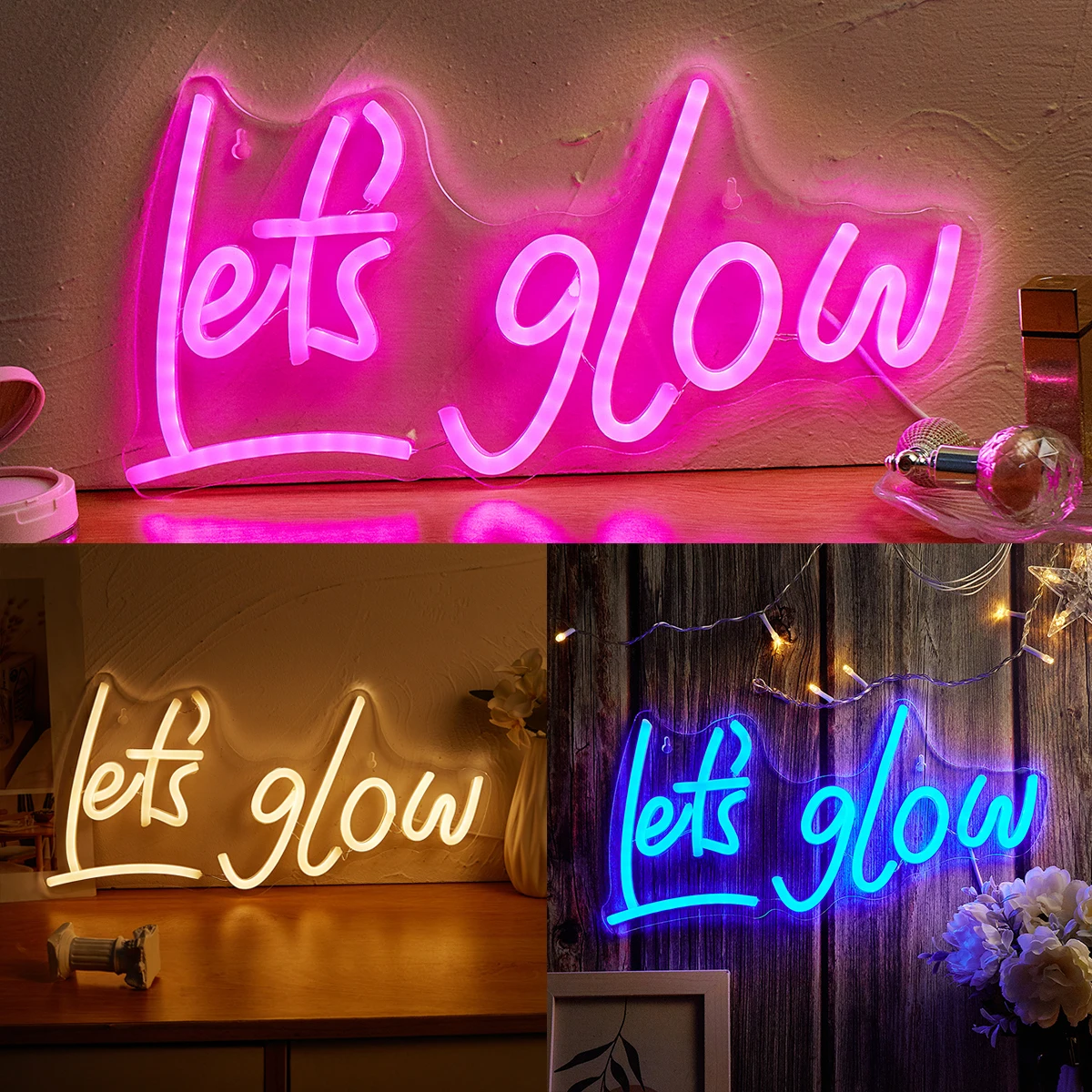 Chi-buy-Let-s-Glow-LED-Neon-Sign-USB-Powered-Neon-Signs-Night-Light-3D ...
