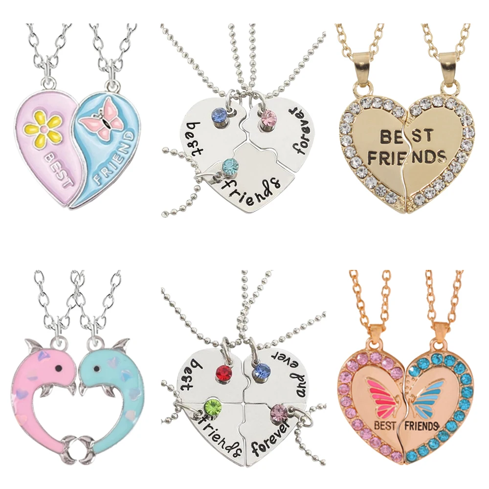 Conjunto-colar-pingente-cora-o-strass-vintage-Casal-BFF-Bom-amigo ...