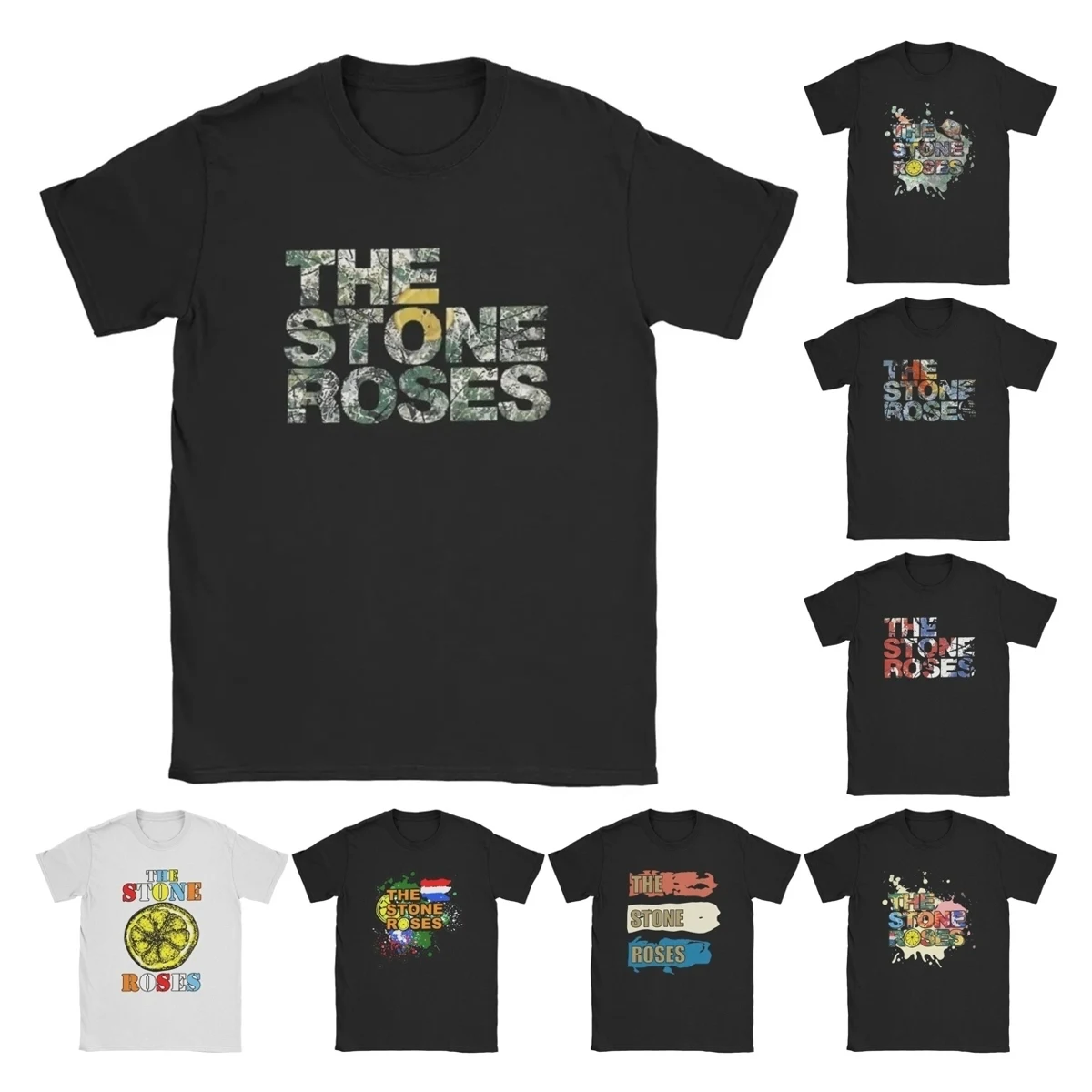 The-Stone-Roses-Logo-T-Shirts-for-Men-Pure-Cotton-Funny-T-Shirt-Round ...