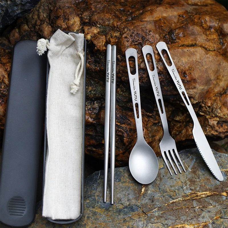 Fork Knife Spoon Travel Set | Titanium Cutlery Set Chopstick ...