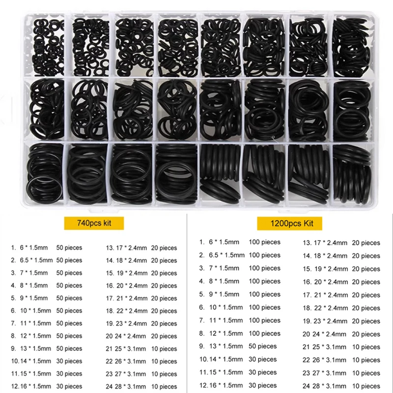740-1200pcs-Rubber-O-Ring-Set-Gaskets-Seal-Ringer-Nitrile-Rubber-High ...