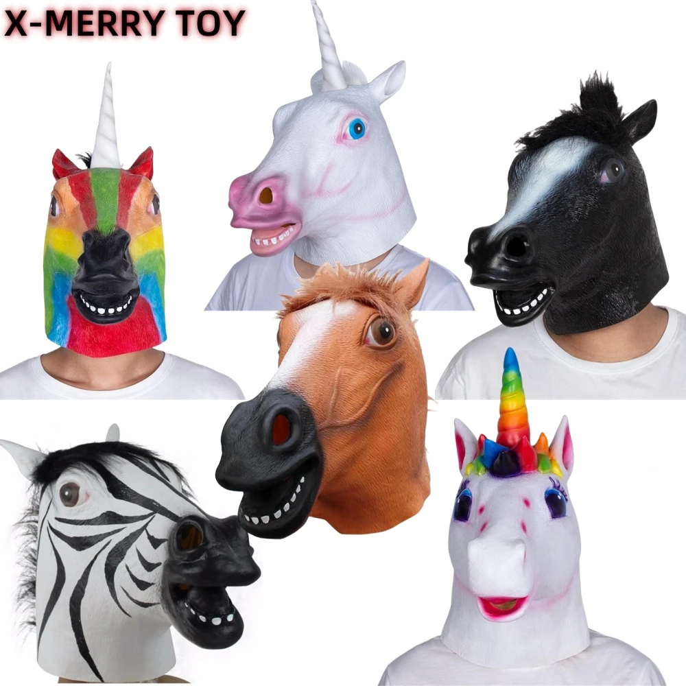 Horse-Head-Mask-for-Adults-White-Unicorn-Mask-Animal-Costume-Props ...
