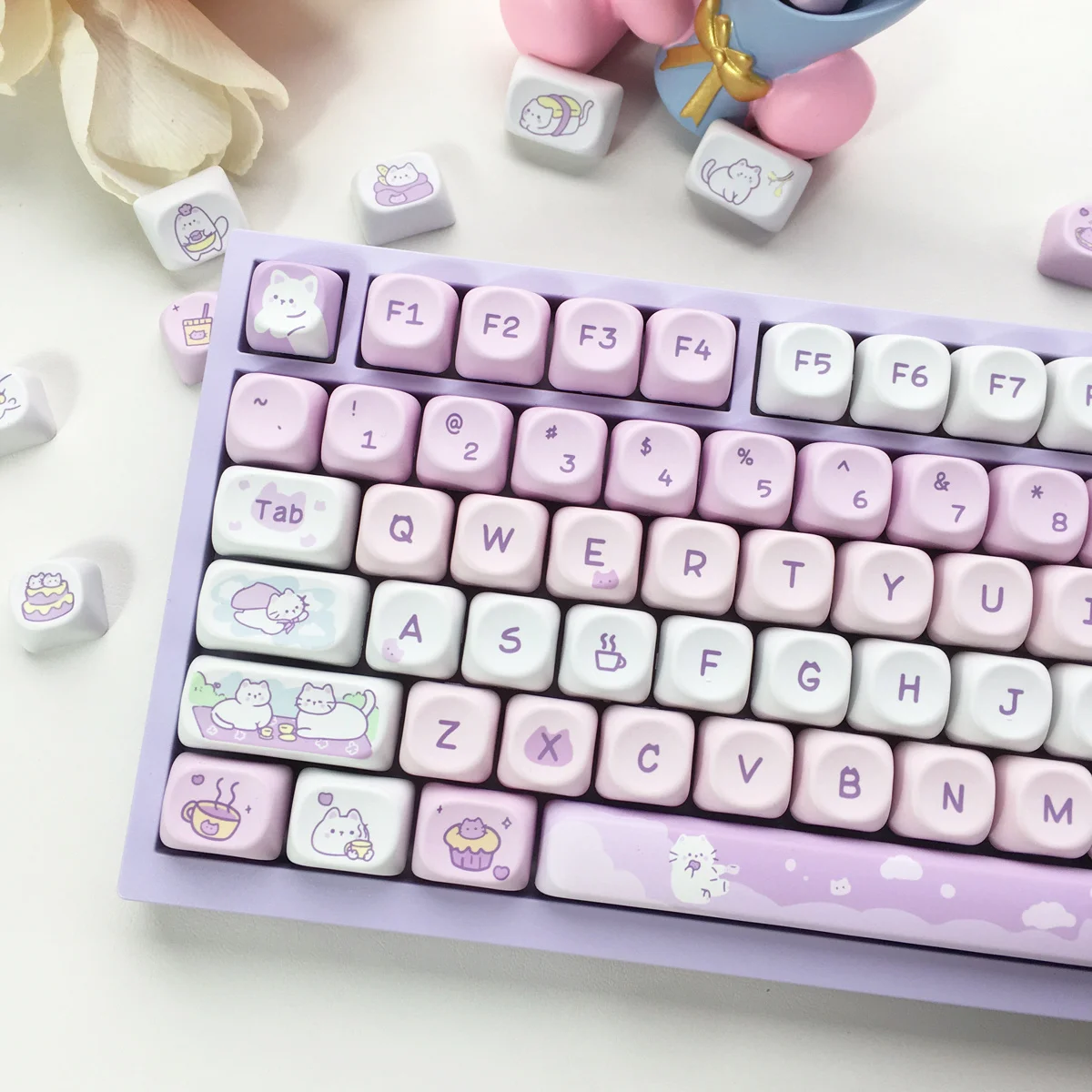 95-132-Keys-Cartoon-Keycaps-PBT-Hakimi-Dog-Cats-Keycap-MOA-Profile-Dye ...