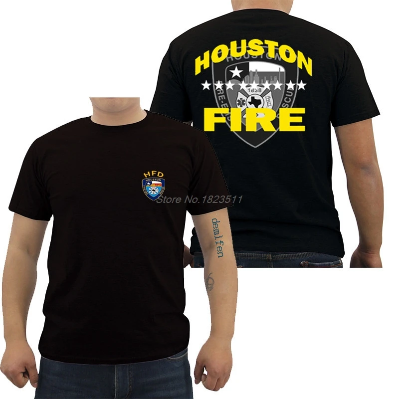 Summer Fashion Hot Sale Men Cotton T Shirt HFD Houston Fire Dept ...