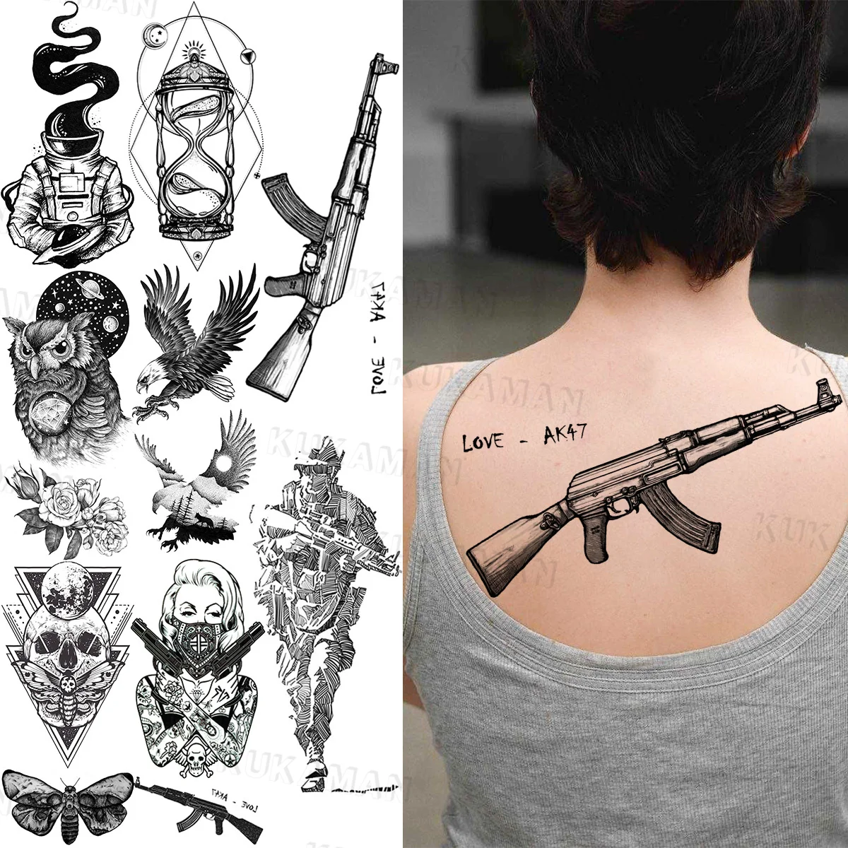 Rifle Temporary Tattoo