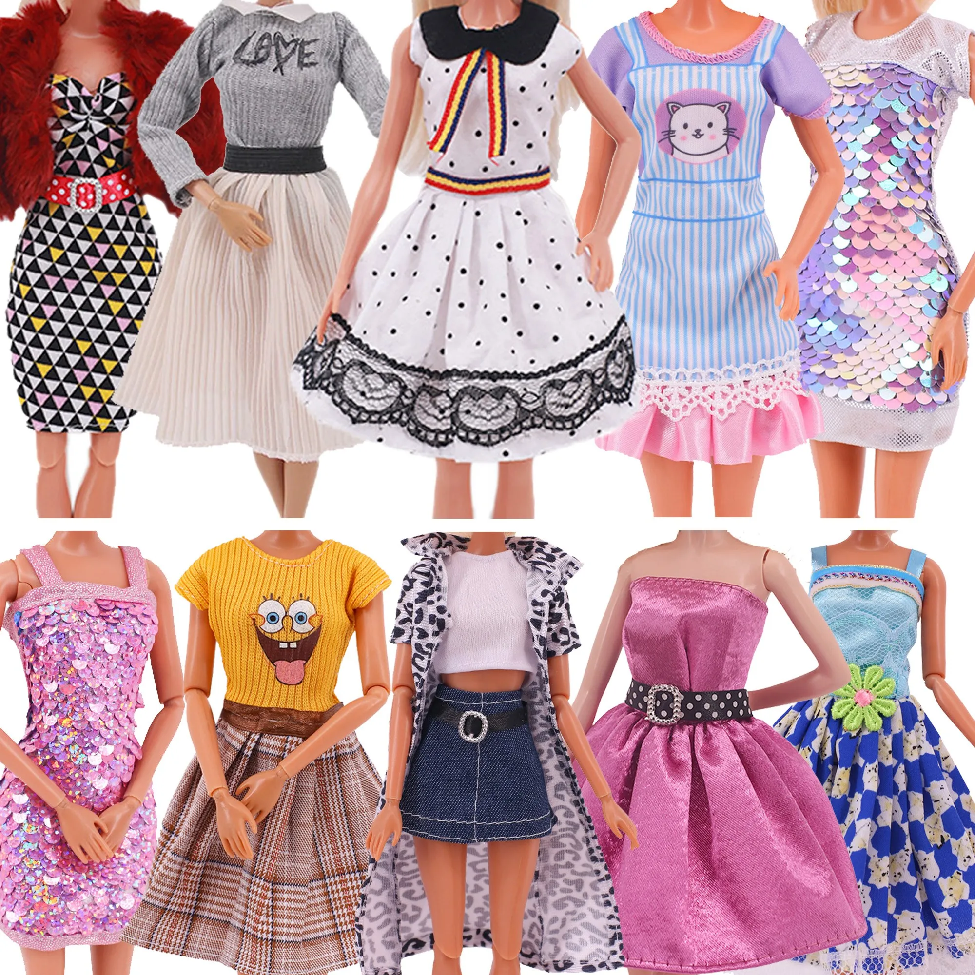 Barbies Doll Clothes Doll Dress Fashion Outfit Shirt Casual Wear Skirt ...