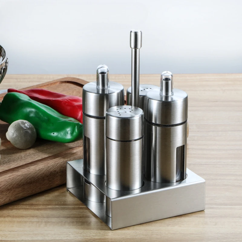Stainless-Steel-Kitchen-Seasoning-Bottle-Set-Pepper-Bottle-Holder ...