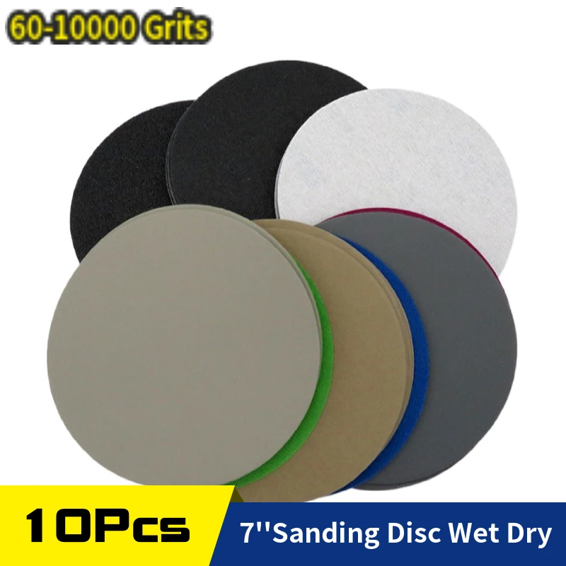 10pcs 7 Inch Waterproof Sandpaper Hook & Loop Wet or Dry Silicon ...