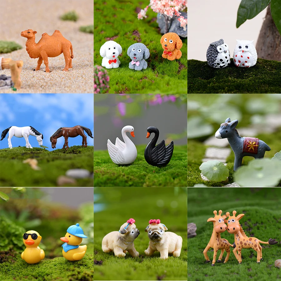 Snail Owl Animals Miniatures Figurines Mini Craft Figurine Plant Pot ...