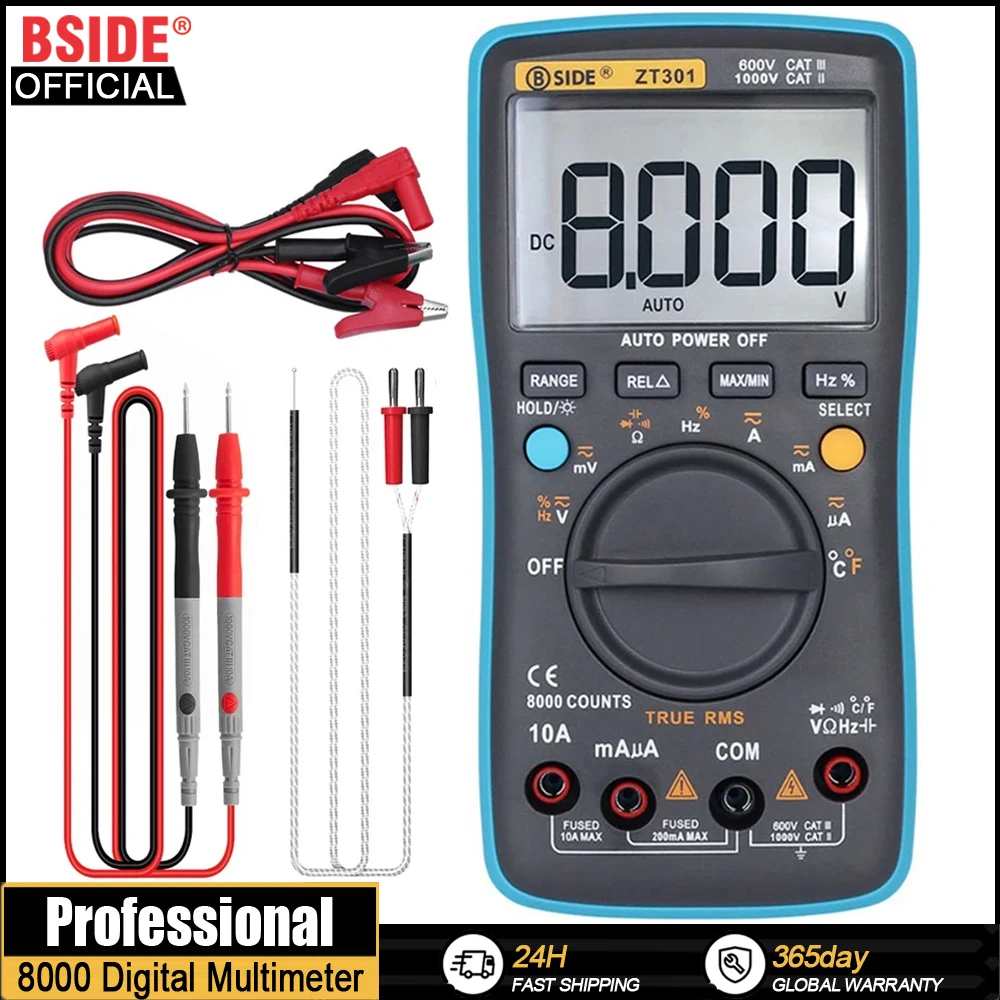 BSIDE Digital Multimeter Auto Range True RMS 8000 High precision ...