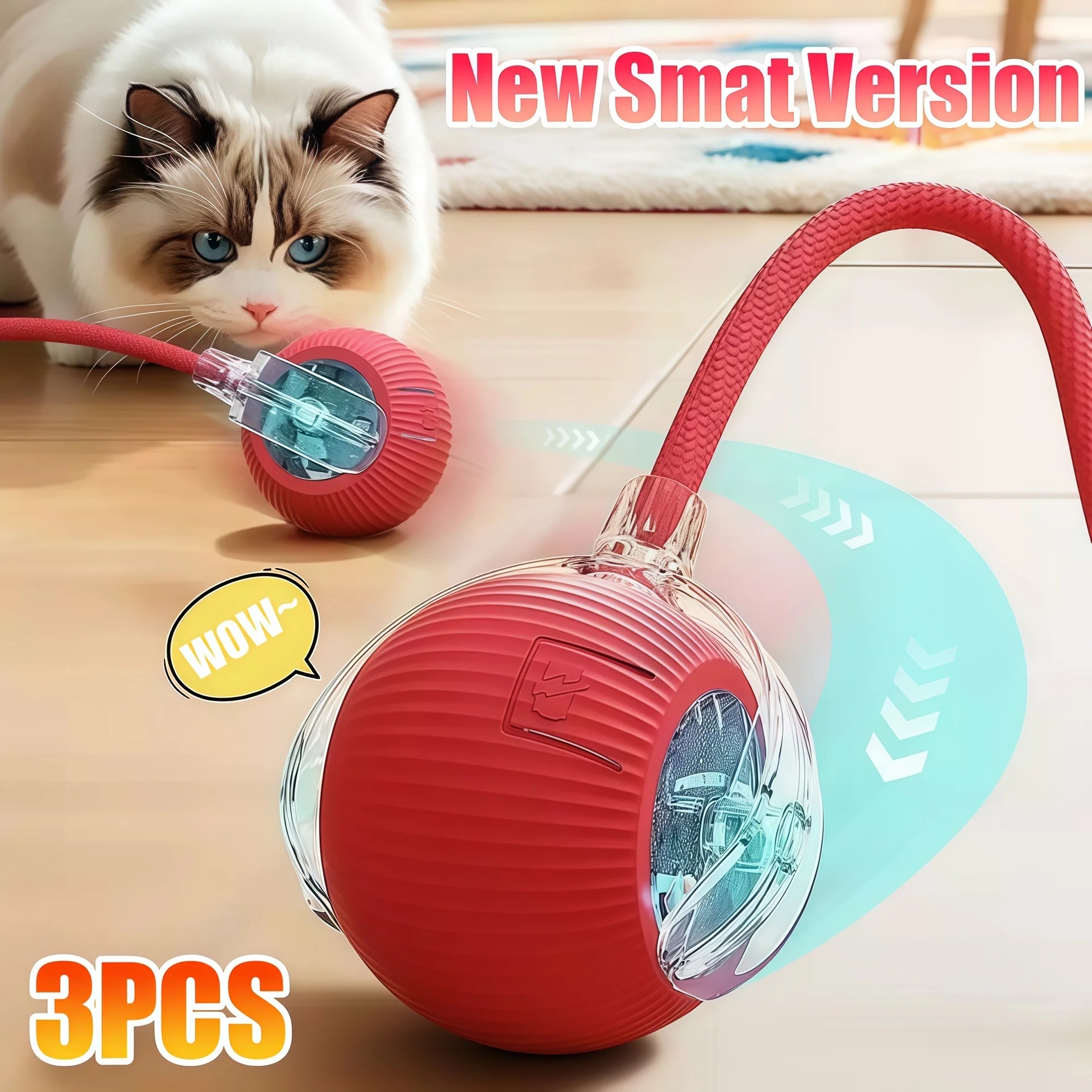 New Cat Interactive Ball Toy Automatic Rolling Ball Faux Tail ...