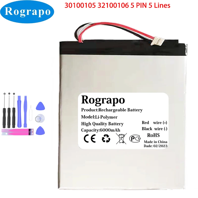 New 3.7V 6000mAh 30100105 35100105 30100106 Tablet Battery 5 Wires ...