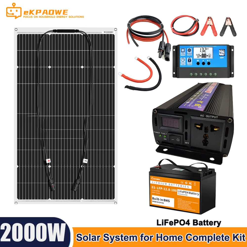 2000w solar panel kit complete for home outdoor camping panel solar ...