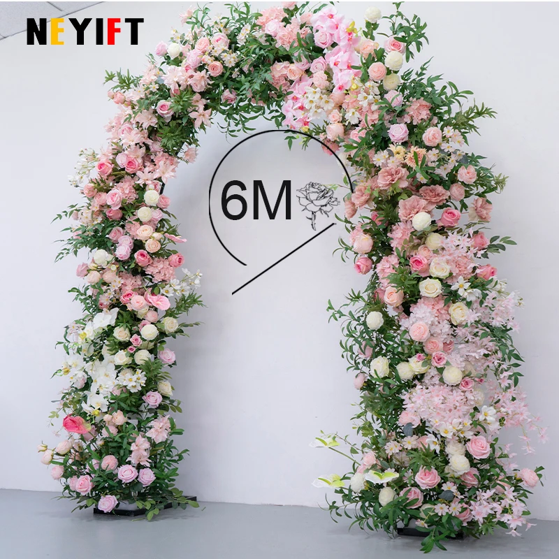 Pink-Rose-Greenery-Leaves-Luxury-5D-Floral-Arrangement-Wedding-Backdrop ...