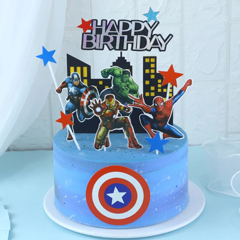Happy-Birthday-Cake-Topper-For-Avengers-Superhero-Theme-Birthday-Cake ...