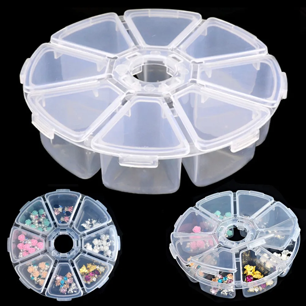 Tool Organizer Transparent 8 Grids Empty Storage Box Nail Art ...