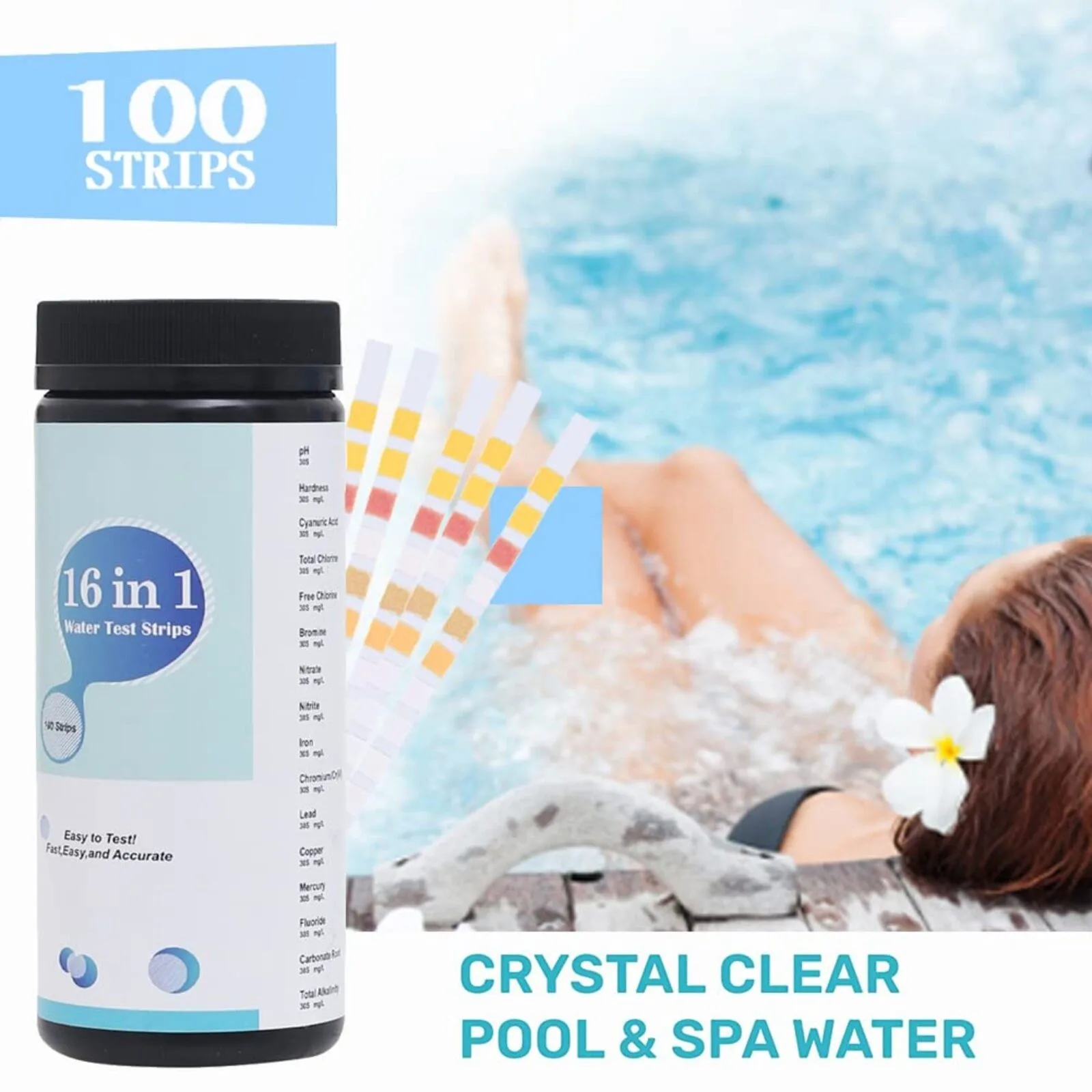 Swimming Pool Test Paper 16 In 1 PH Value Alkalinity Hardness Copper ...