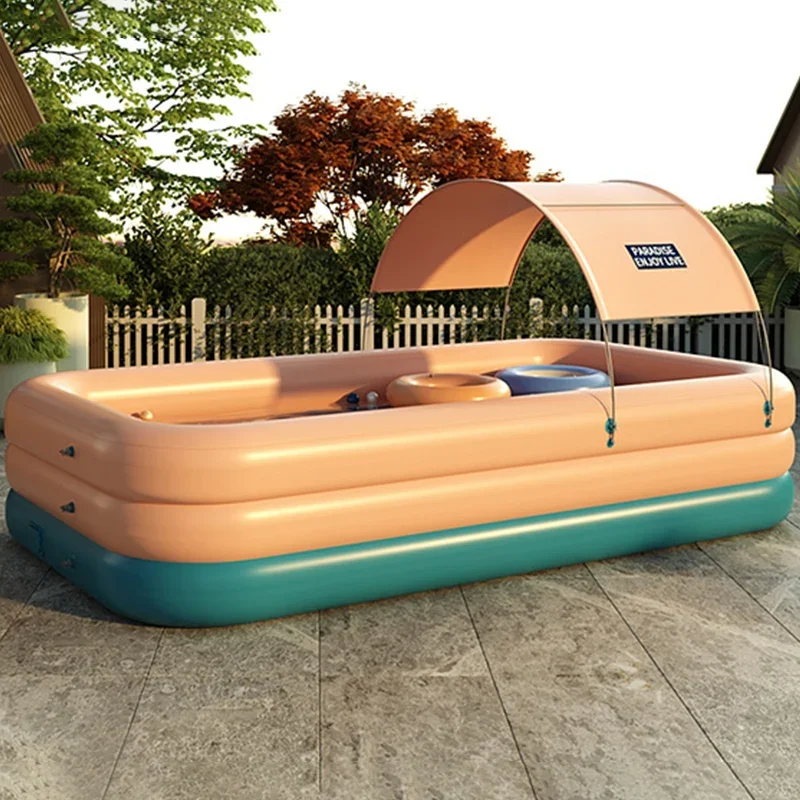 Outdoor-Lawn-Inflatable-Kids-Swimming-Pool-With-Awning-Quality-PVC ...
