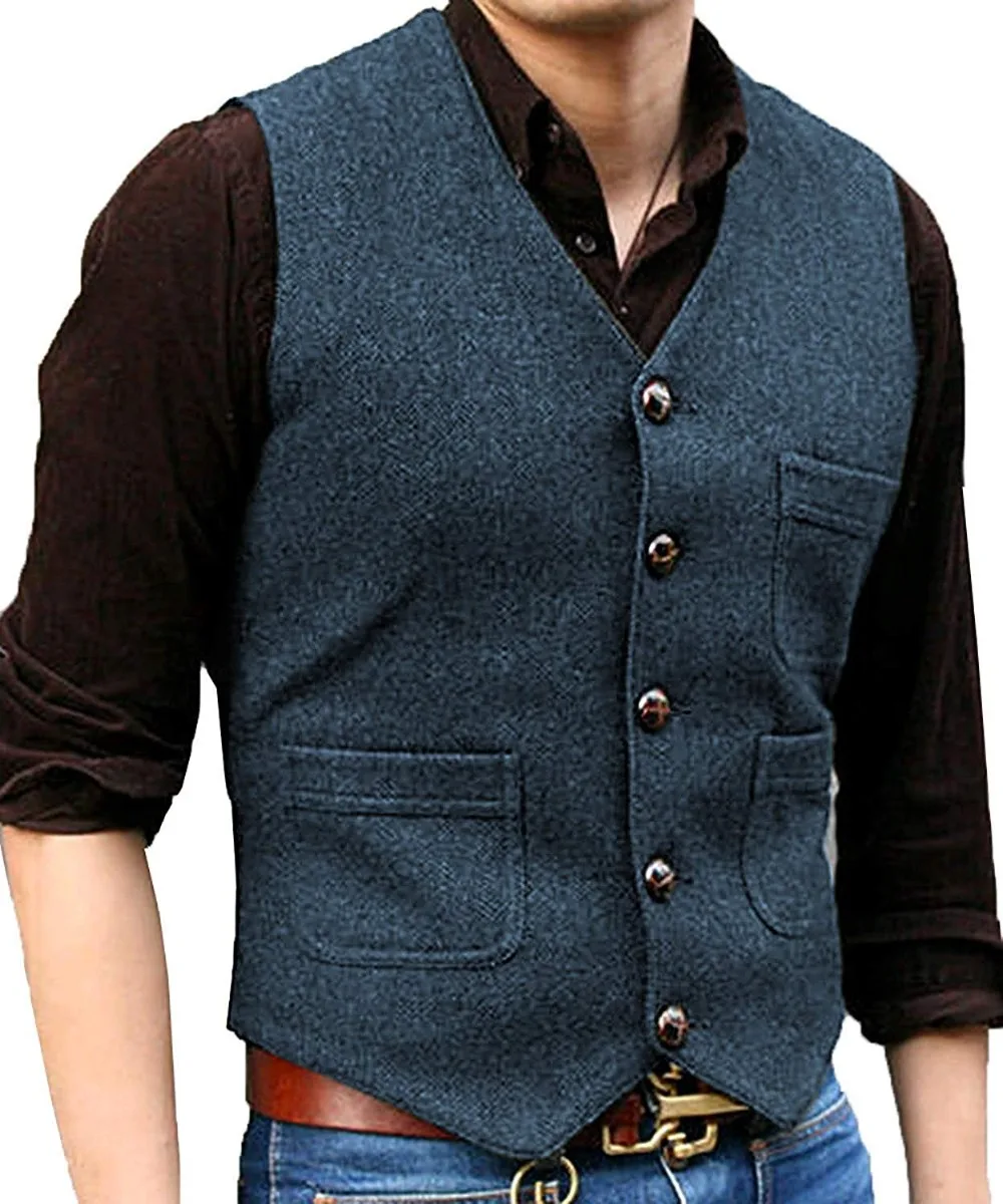 Chaleco-de-Tweed-para-hombre-traje-de-negocios-chaqueta-Steampunk-marr-n-negro-estilo-victoriano ...