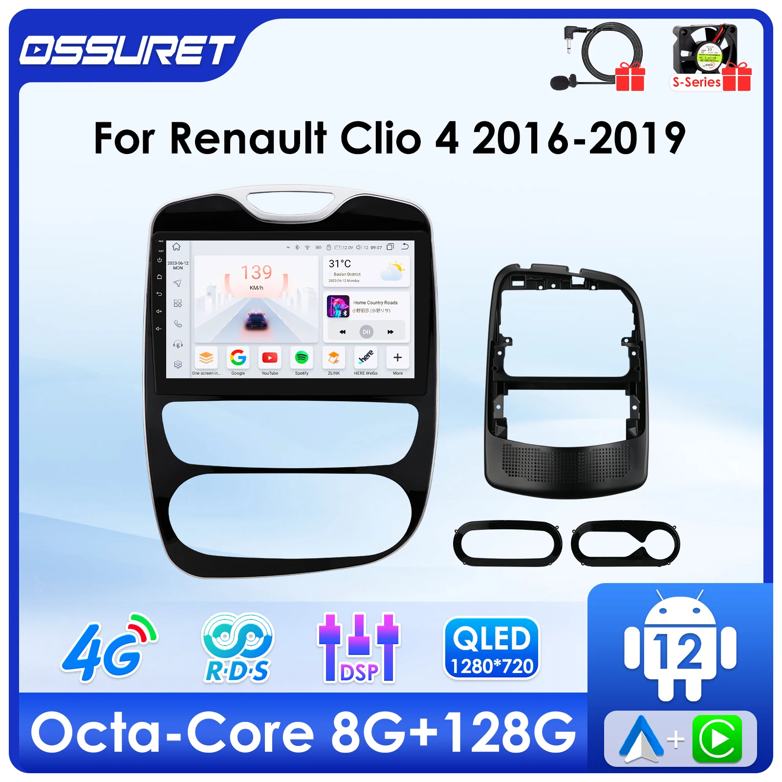 By Snapdragon 6115 Car radio Android 14 for Renault Clio 4 2012-2019 ...