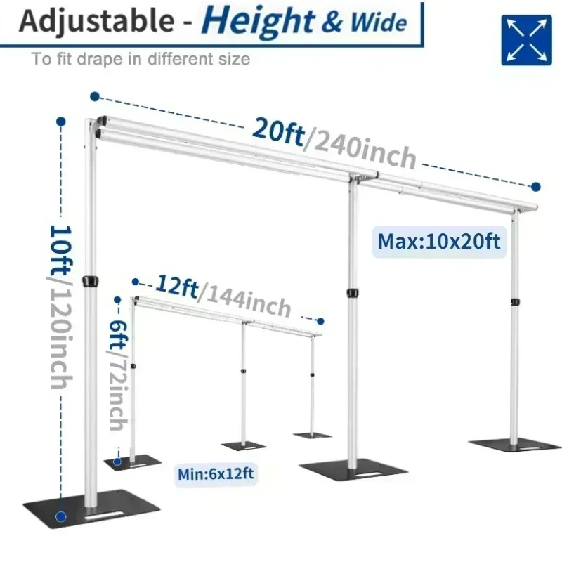 3Mx6M-Adjustable-Double-Crossbar-Pipe-Drape-Backdrop-Stand-with ...