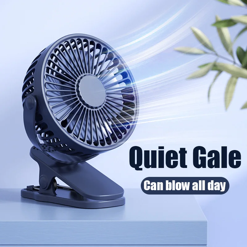 USB Rechargeable Table Fan Clip-on Type Portable Mini Desk Fan 360 ...