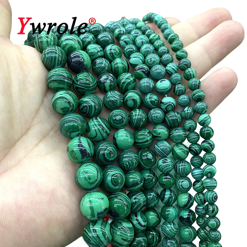 Natural-Persian-Jade-Imitate-Malachite-Stone-Loose-Round-Spacer-Beads ...