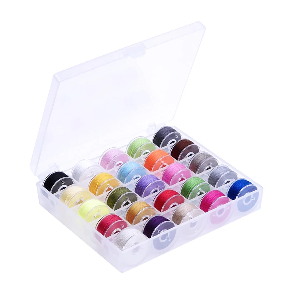 25pcs Assorted Colors Bobbin Thread & Plastic Storage Box for ...