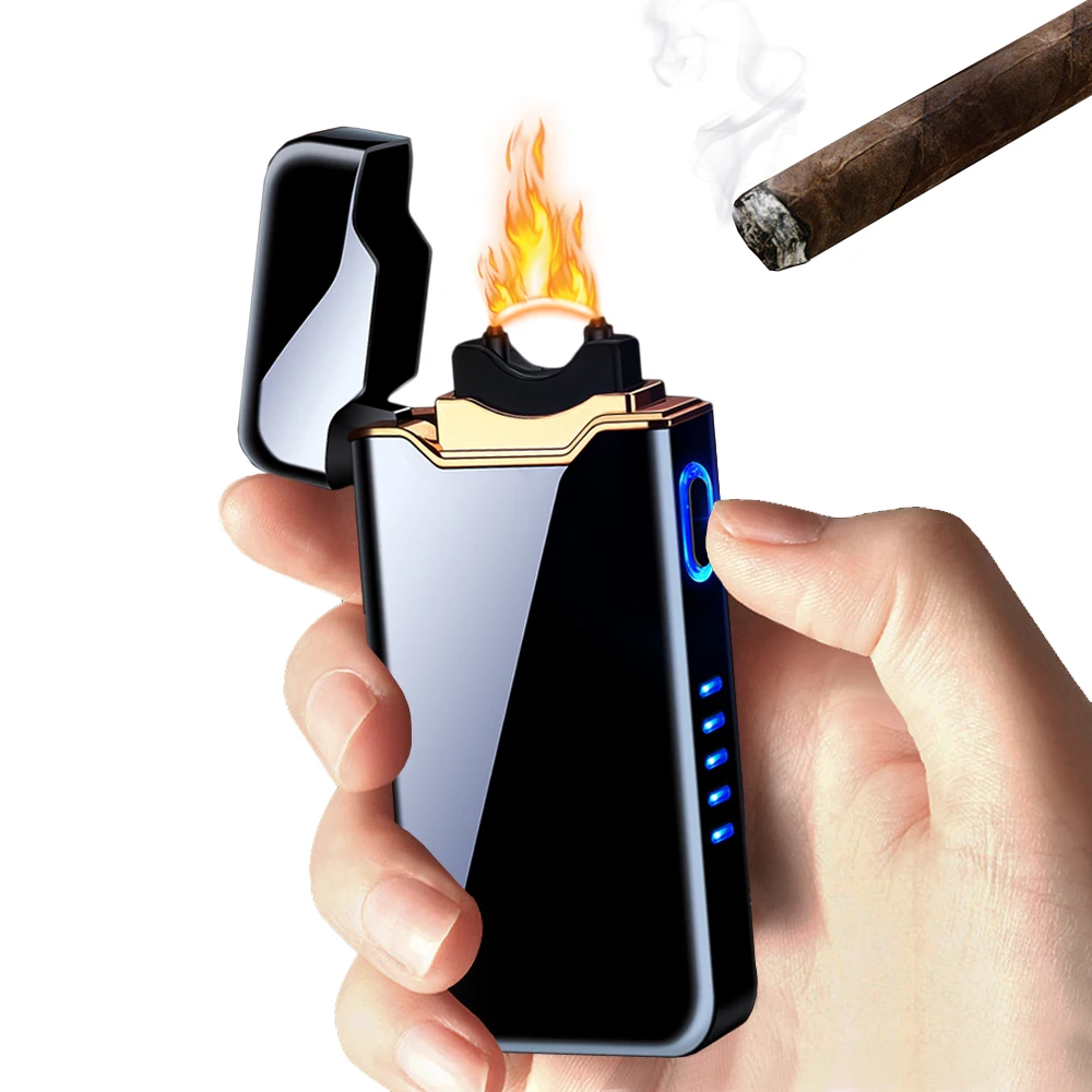 Large-Flame-Arc-Electric-Lighter-Metal-Windproof-USB-Rechargeable ...