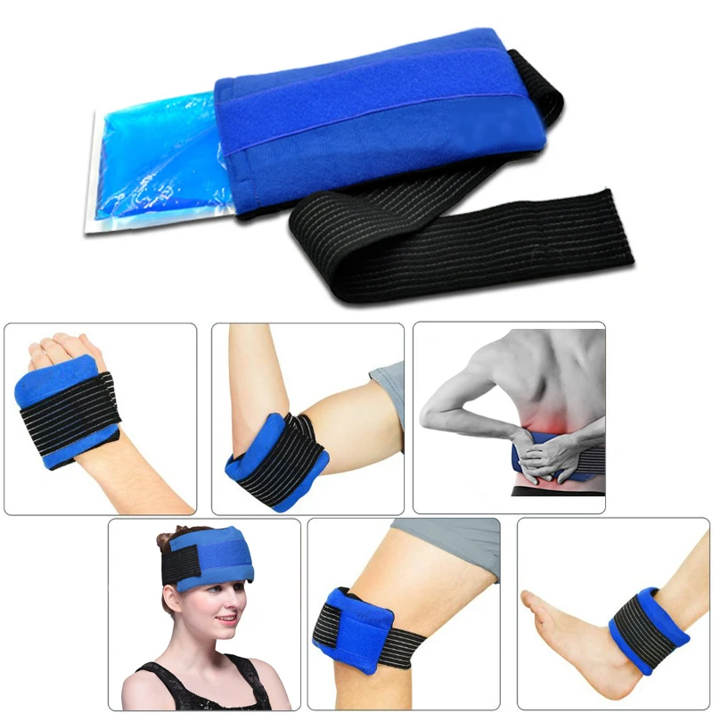 Ice Pack with Elastic Strap Reusable Cold Hot Therapy Packs for Sport ...