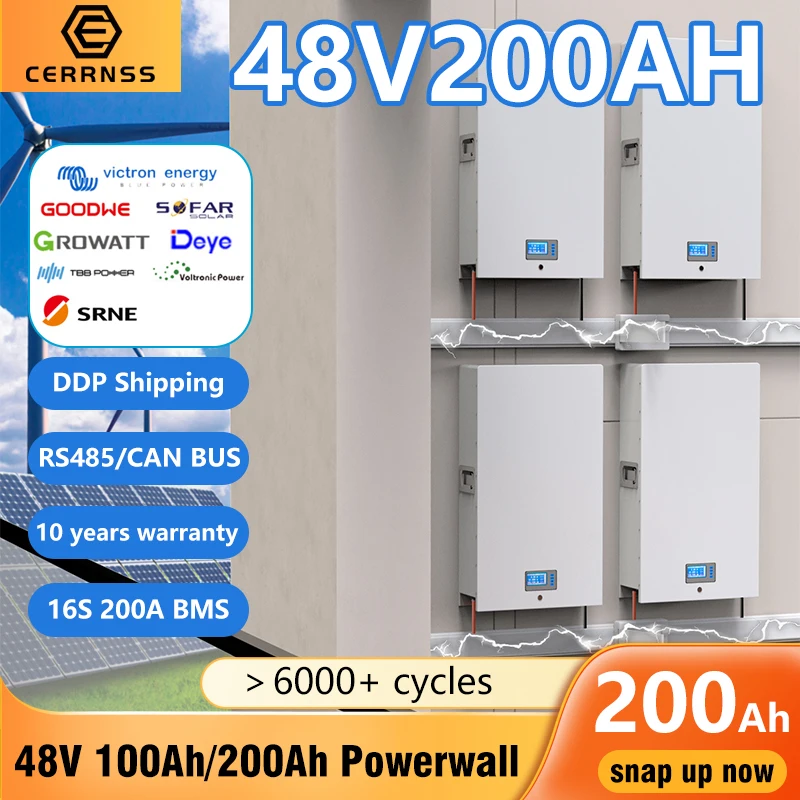 Powerwall-batería de litio LiFePO4 de 48V, 10KW, 200AH, más de 6000 ciclos, máximo 32 paralelas ...