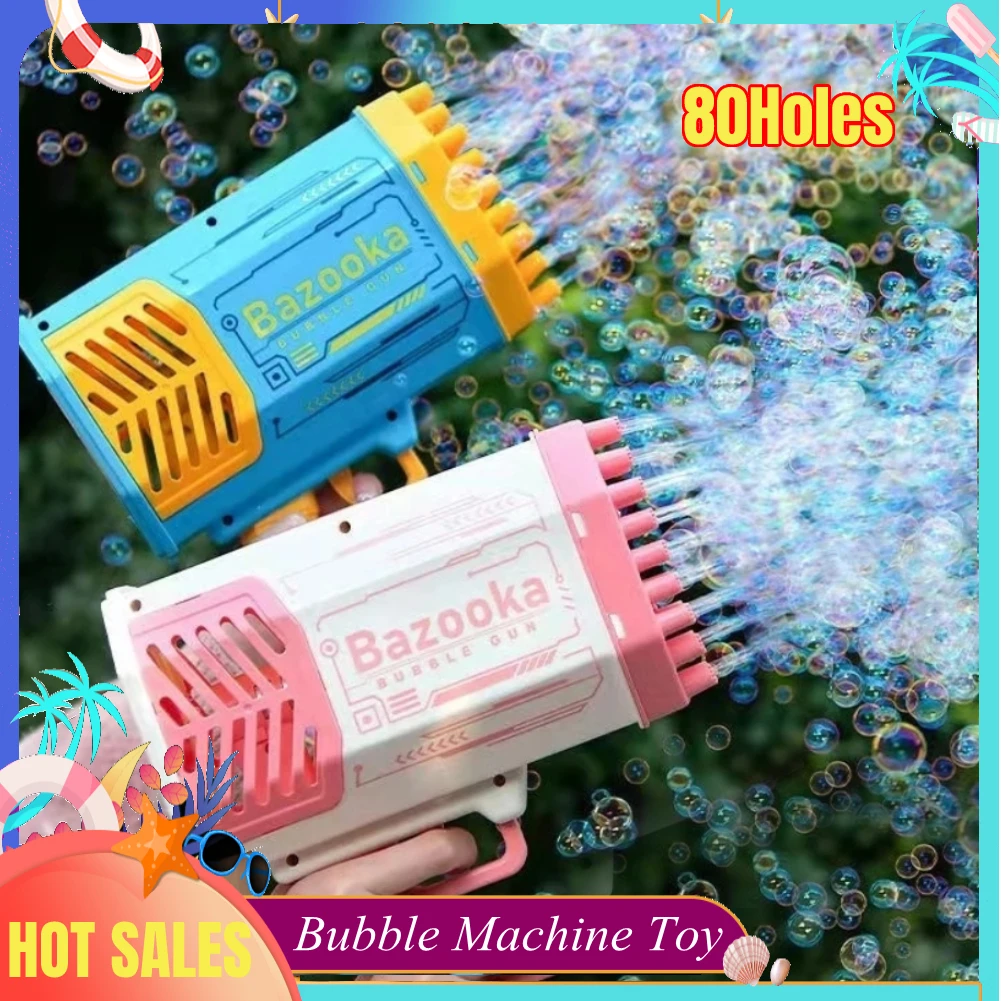 80Hole Bazooka Bubble Machine Toy Electric Soap Water Bubble Blower Water Guns Toy Summer Party ...