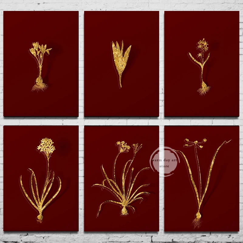 Red-Gold-Lotus-Flower-Canvas-Prints-Modern-Luxury-Living-Room-Wall-Art ...