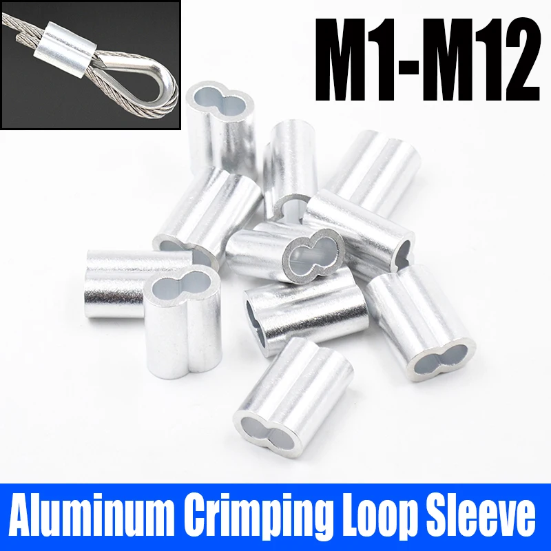 1-100PC-M1-M12-Aluminum-Crimping-Loop-Sleeve-Wire-Rope-Ferrule-8-shaped ...
