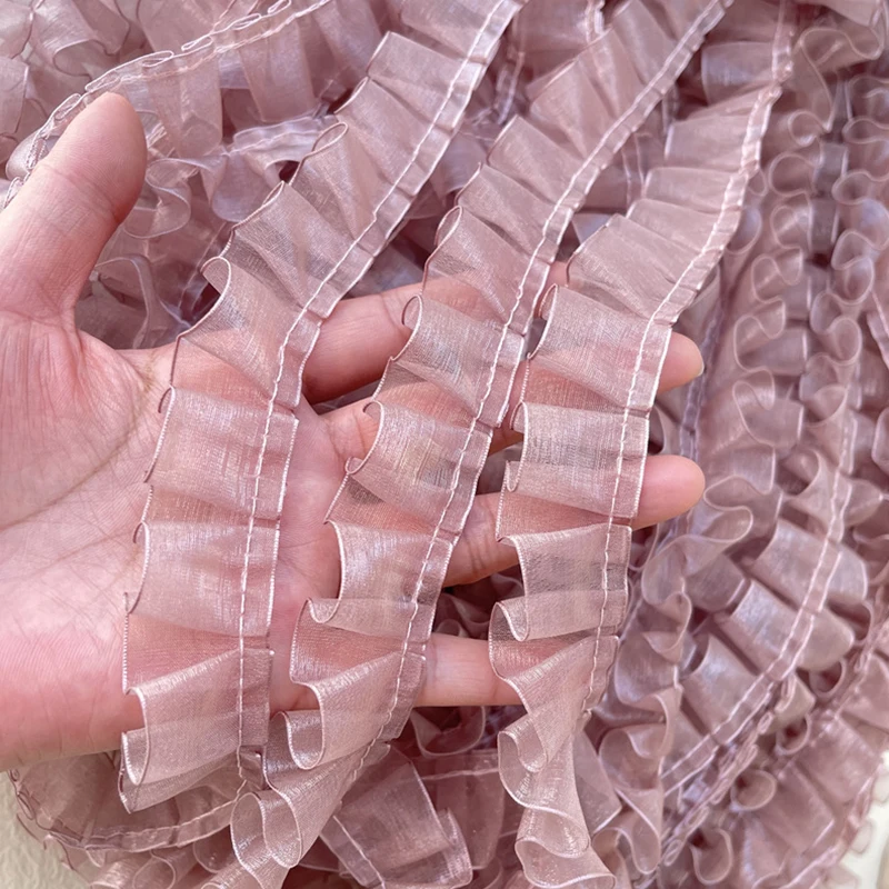 4-6m-Folded-Tulle-Lace-Fabric-Trim-Ribbon-Curtains-Wedding-Dress-Ruffle ...