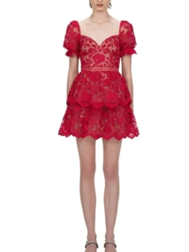 High-End-Custom-Luxury-Runway-Designer-Dress-Women-Short-Sleeve-Summer ...