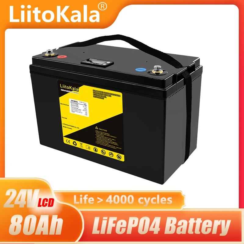 LiitoKala 24V 80Ah Lifepo4 akumulator z 100A BMS dla falownika panel ...