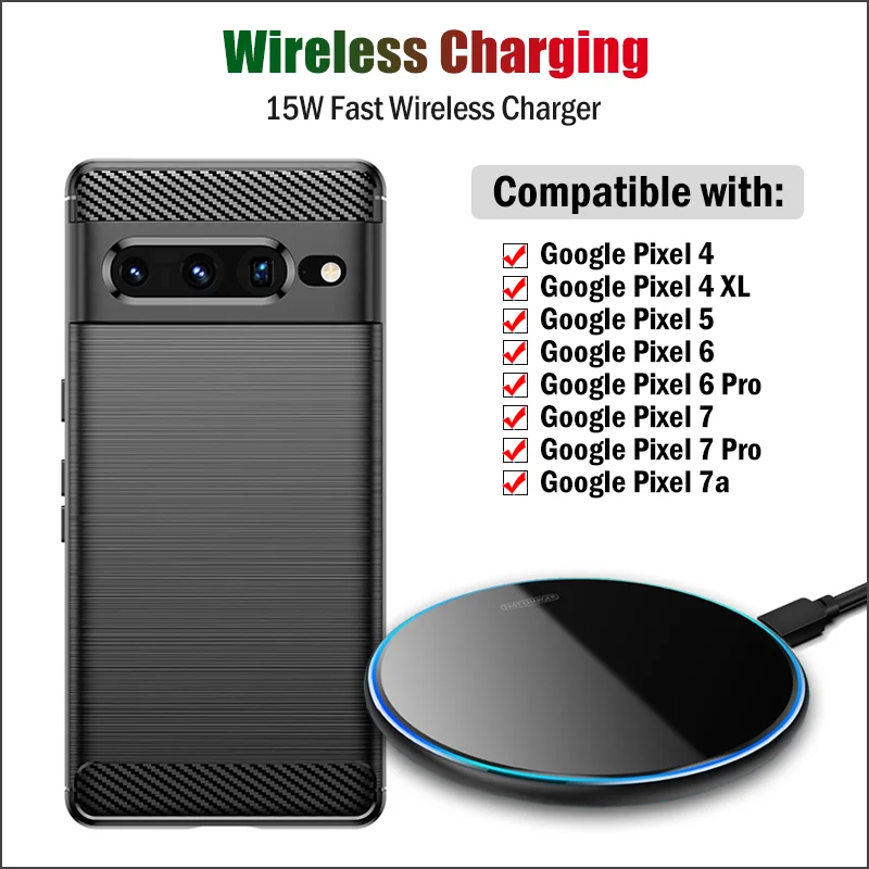 범용 고속 Qi 무선 충전 패드, USB C타입 케이블, 구글 픽셀 7a, 7, 6 프로, 5, 4 XL 무선 충전기, 선물 케이스 포함, 15W| | - AliExpress