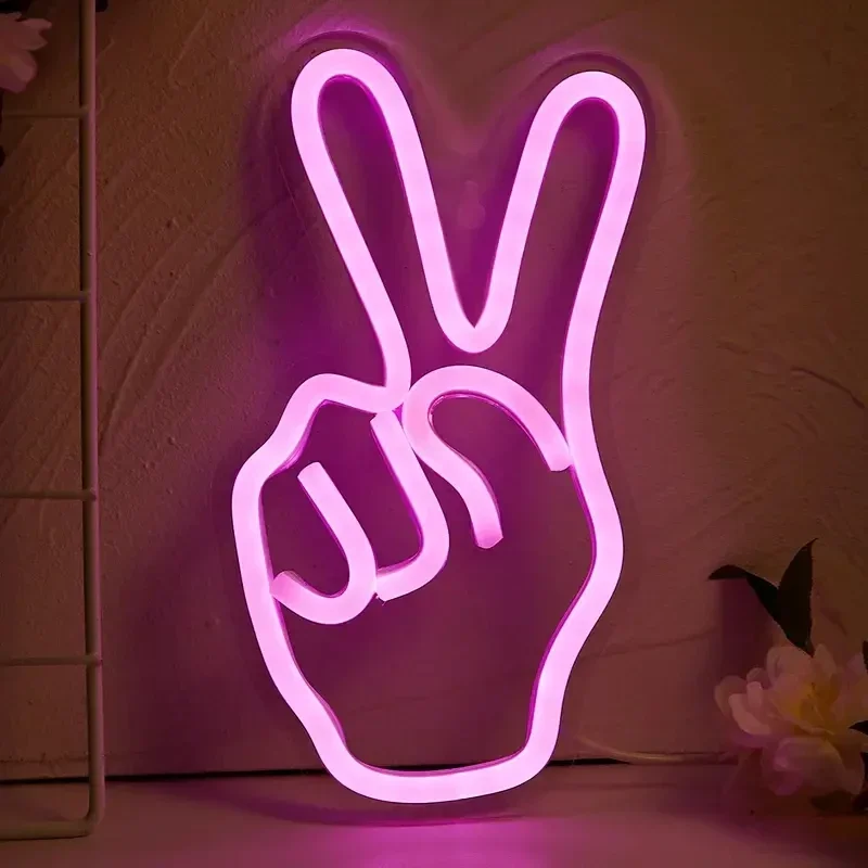 Neon-Peace-Sign-Decor-Led-Neon-Signs-Wall-Sign-Victory-Gesture-Neon ...