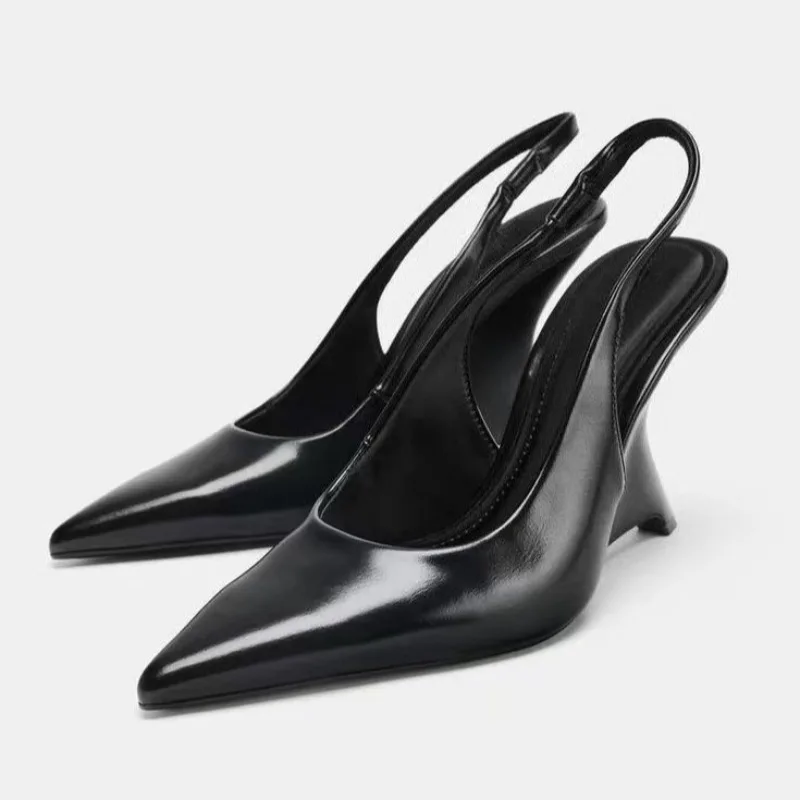 Sexy Pointed Toe Patent Leather Wedges Sandals Women Luxury Designer ...