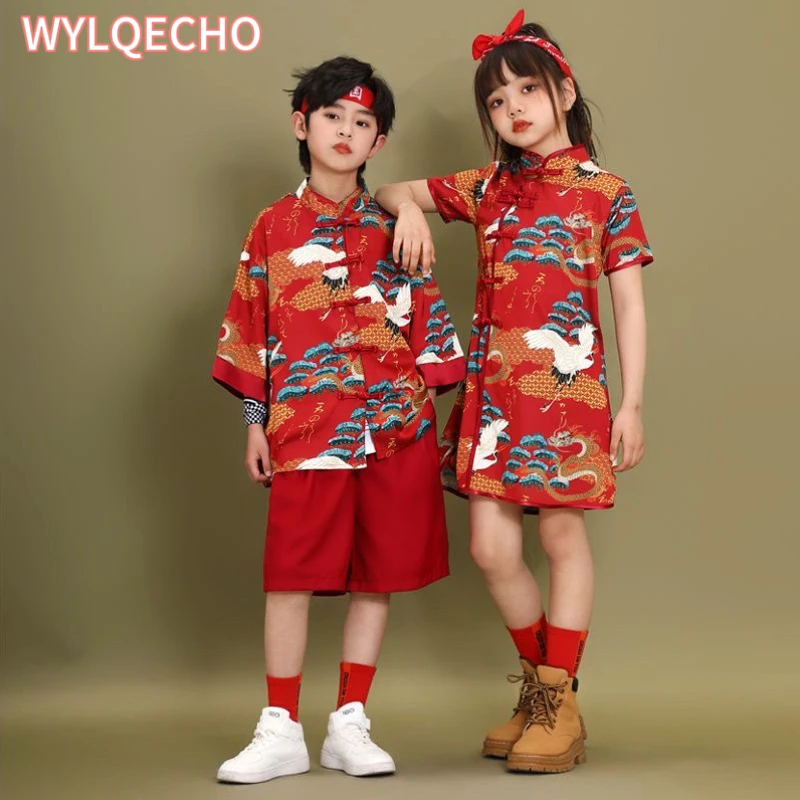 2Pcs Traditional Chinese New Year Costumes Clothes for Kids Spring Festival Tang Suit Girl Boy ...