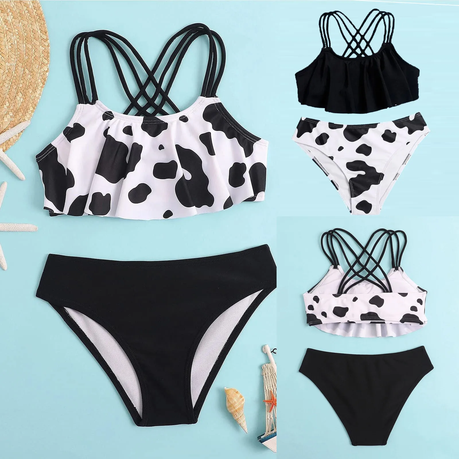 3 14Years Girl Swimsuit Bikini Set Children Baby Bandage Bikini ...