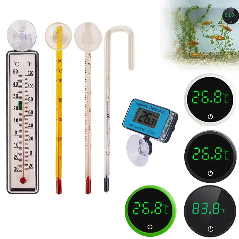 8 Styles Cordless Aquarium Thermometer Lcd Digital External Thermometer ...
